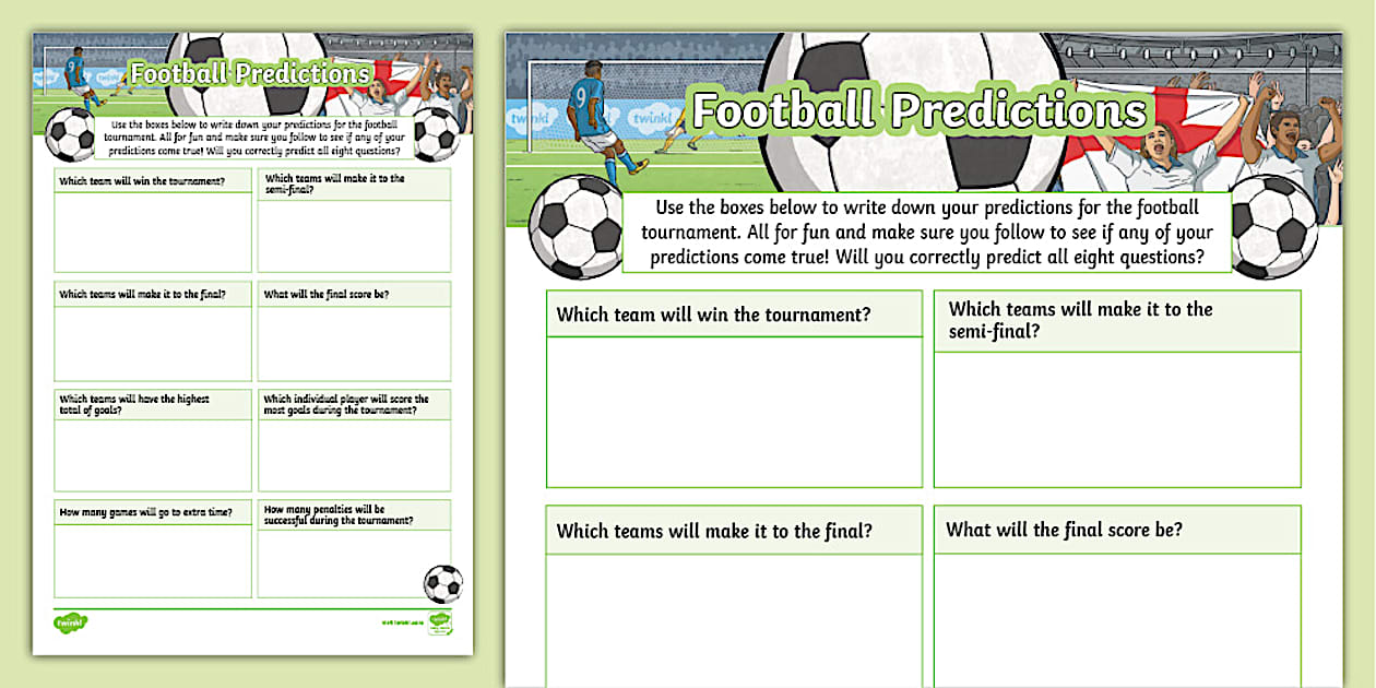 Football Predictions Worksheet (teacher made) - Twinkl