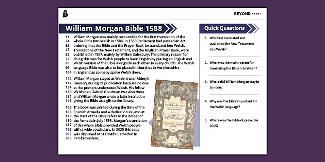 William Morgan Bible: 60 Second Read (teacher made) - Twinkl