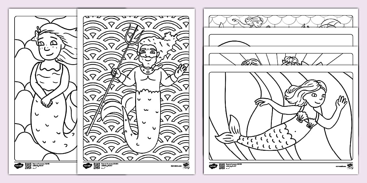 Mermaid Colouring Pages (teacher made) - Twinkl