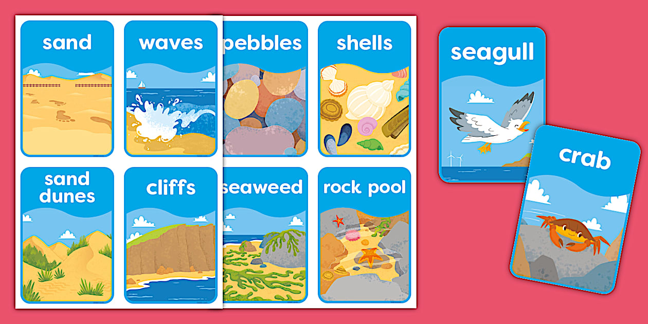 Originals First Words Flashcards: Seaside - Twinkl