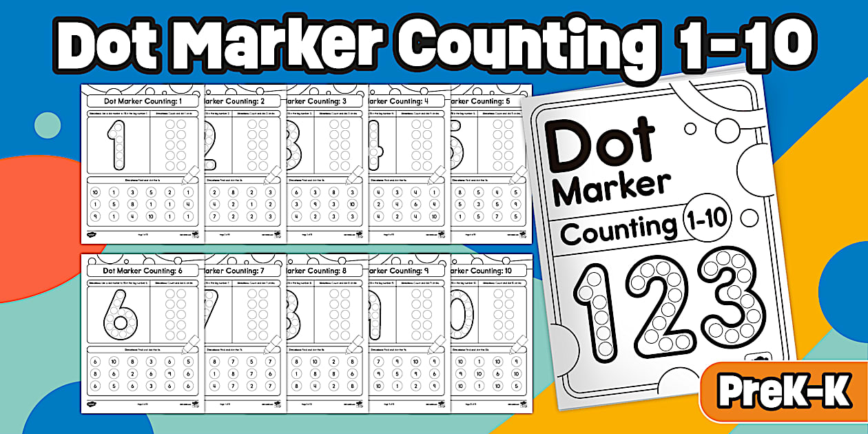 Dot Marker Counting 1-10 Activity Booklet for PreK-K