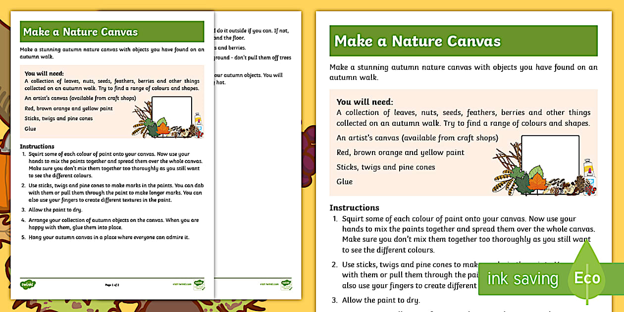 Make a Nature Canvas Worksheet / Worksheet (teacher made)