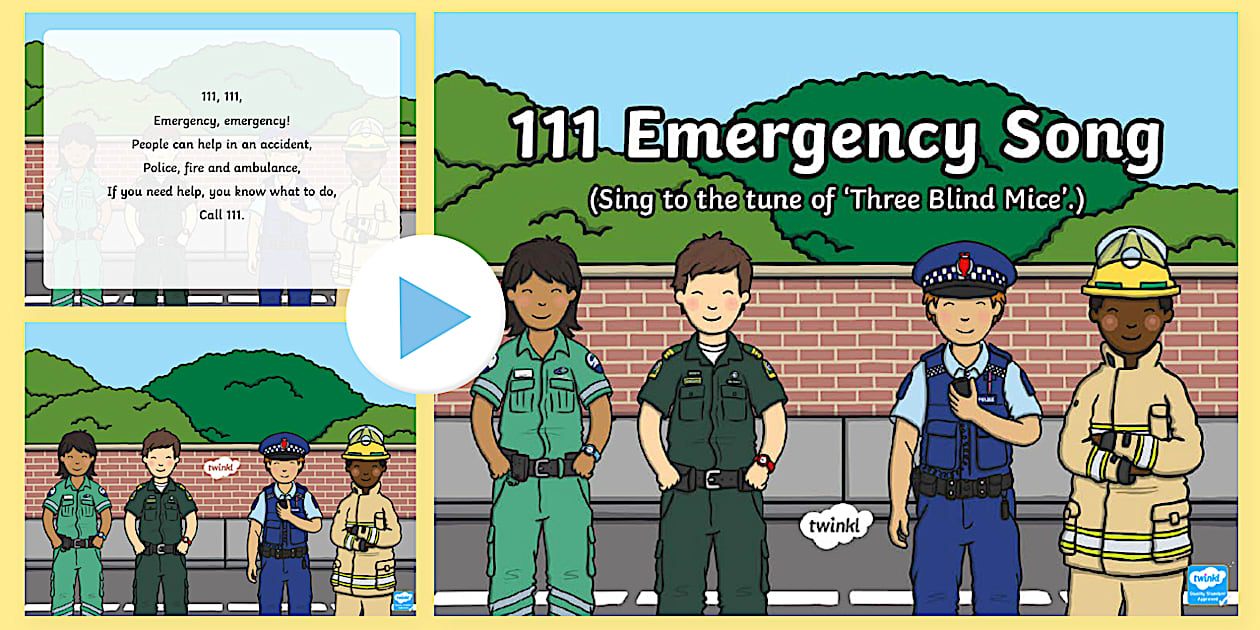 New Zealand 111 Emergency Song PowerPoint (teacher made)