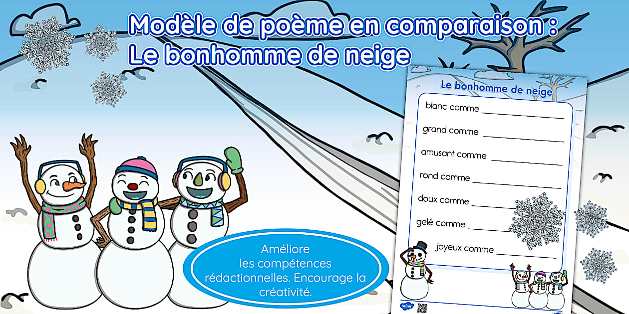 Modèle de poème en comparaison : Le bonhomme de neige