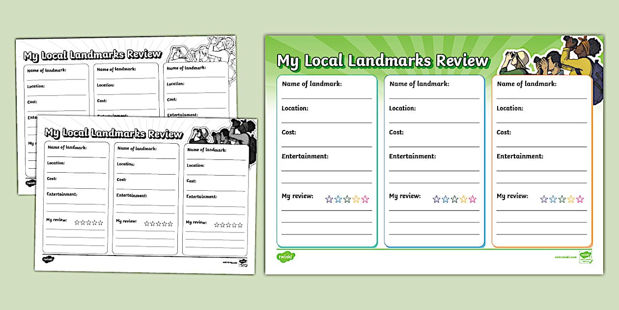My Local Landmarks Review Worksheet Twinkl (teacher made)