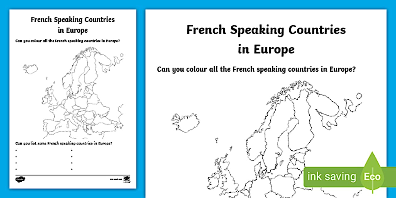 French Speaking Countries in Europe Activity Sheet - Twinkl
