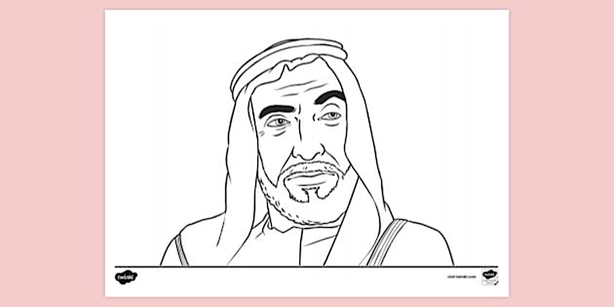Sheikh Zayed Colouring Sheet | Colouring Sheets - Twinkl