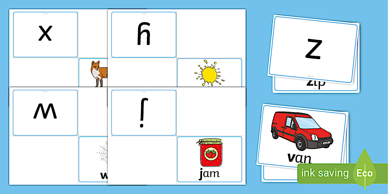 Initial Sound and Picture Stand Up Cards: j, v, w, x, y, z