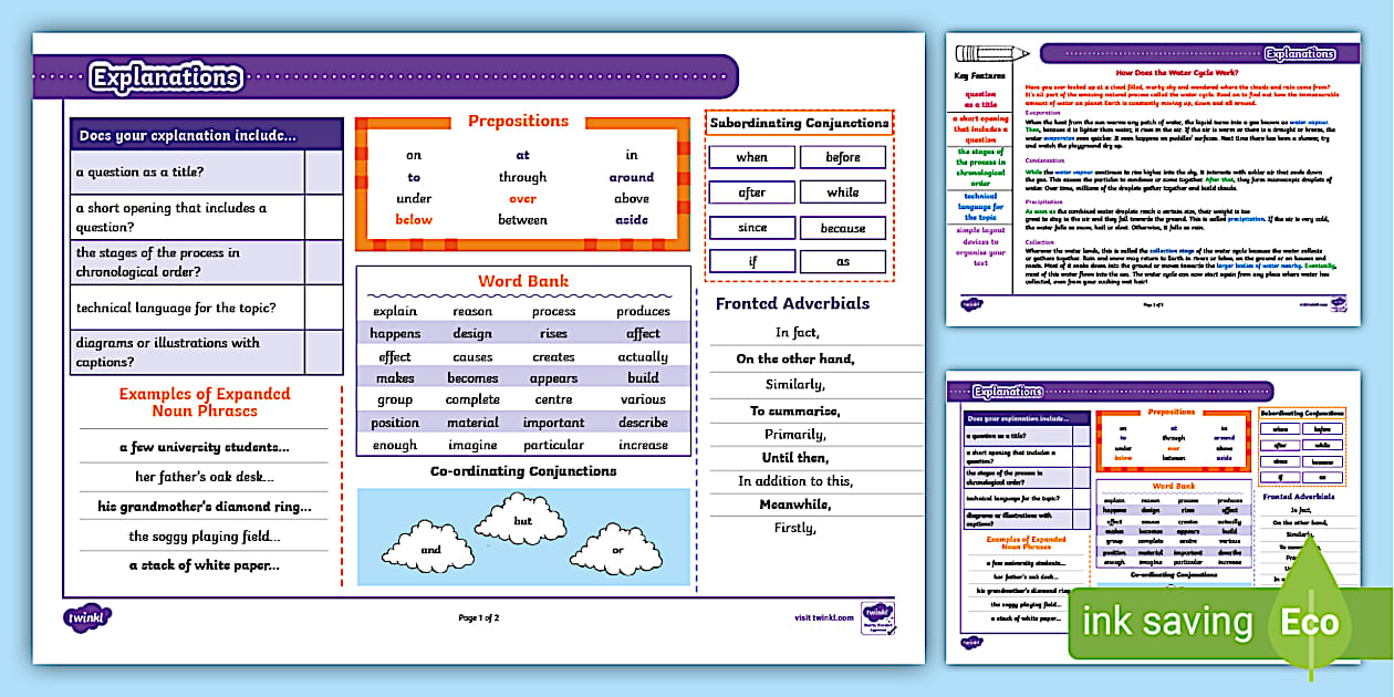 LKS2 Writing: Explanations Knowledge Organiser - Twinkl