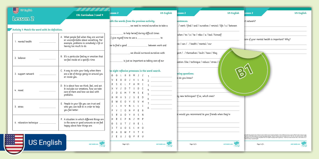 ESL Curriculum (US-English) Level 9 Lesson 2 Activity Sheet