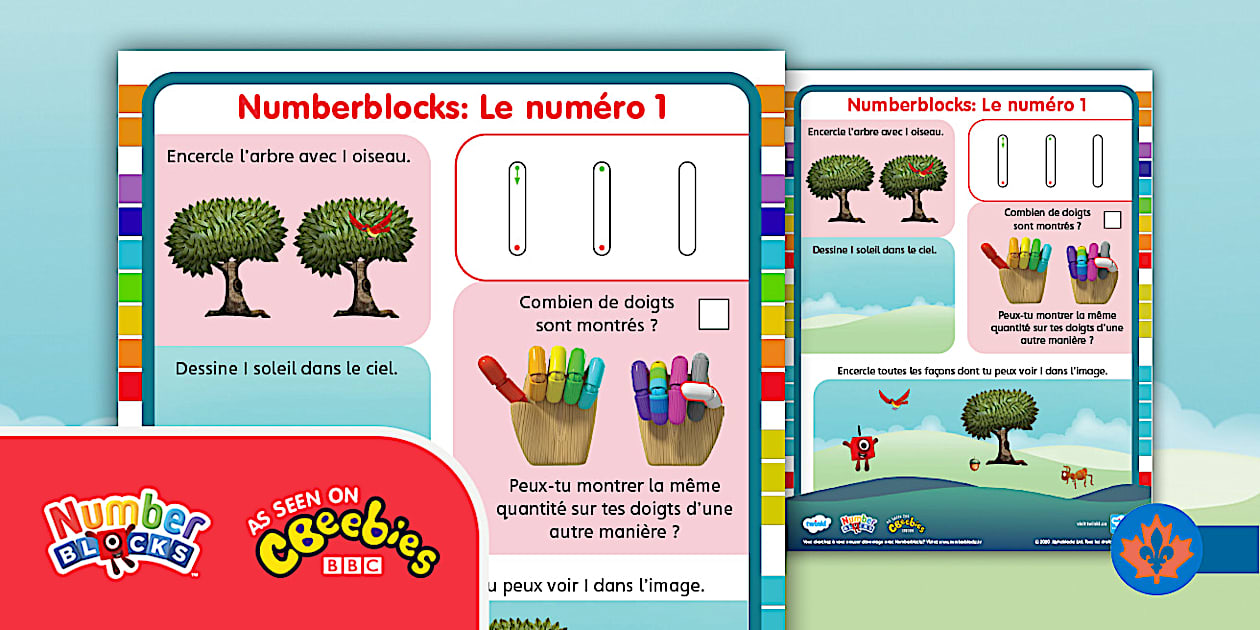 Numberblocks: Number 1 What Is 1? Worksheet French - Twinkl