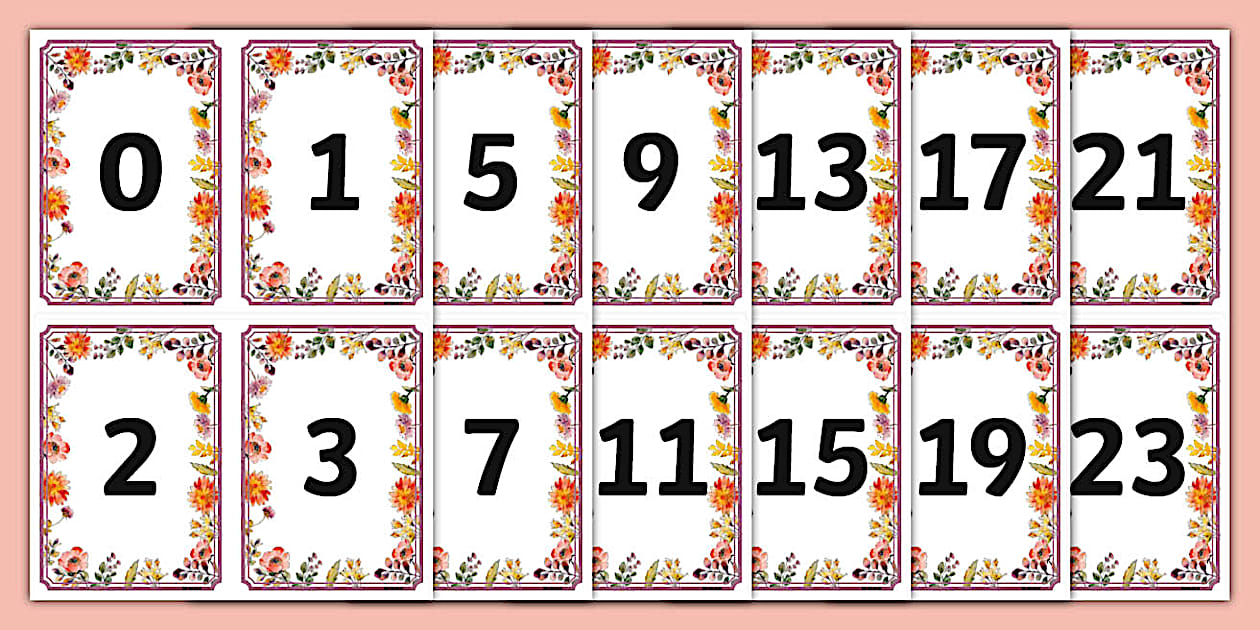 👉 Wildflower Botanical Themed Numbers 0-50 Cards - Twinkl