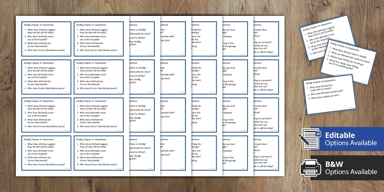 Skellig Chapters 41 - 46 Question Cards - Twinkl