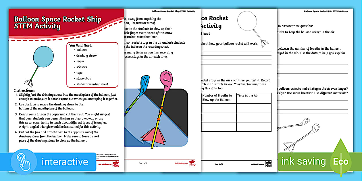 Balloon Space Rocket Ship STEM Activity Ι Space Theme