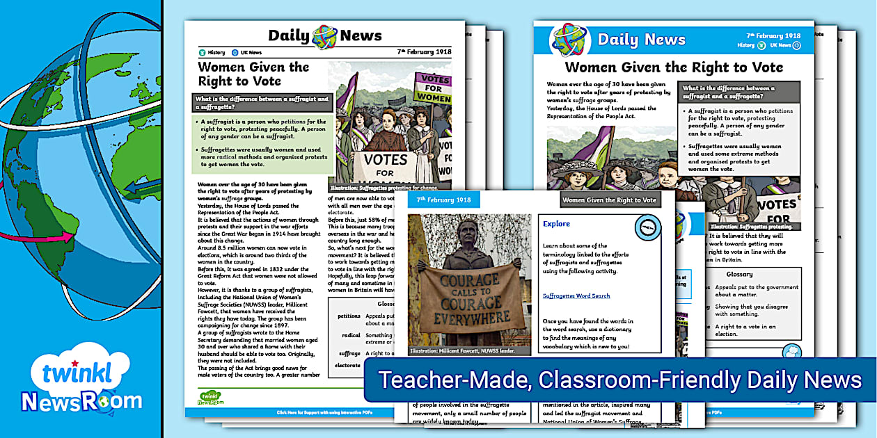 Women Get the Vote News from the Past | Twinkl Resources