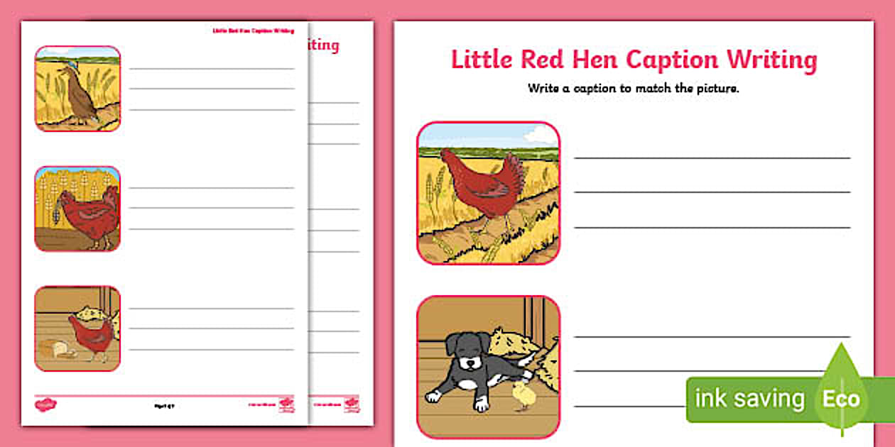 Little Red Hen Caption Writing Activity - Twinkl