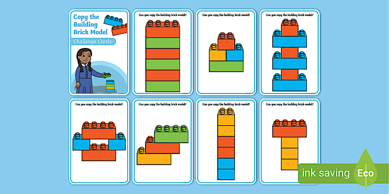 Simple Building Brick Model Challenge Cards | Twinkl