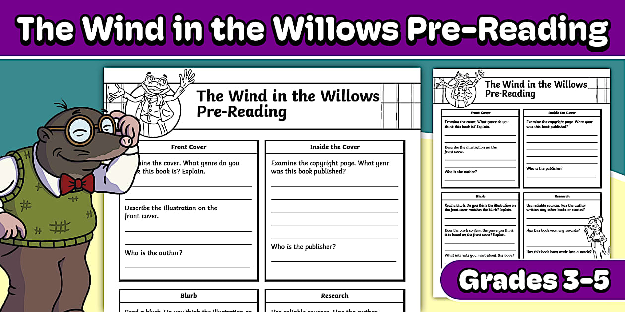The Wind in the Willows Pre-Reading Worksheet