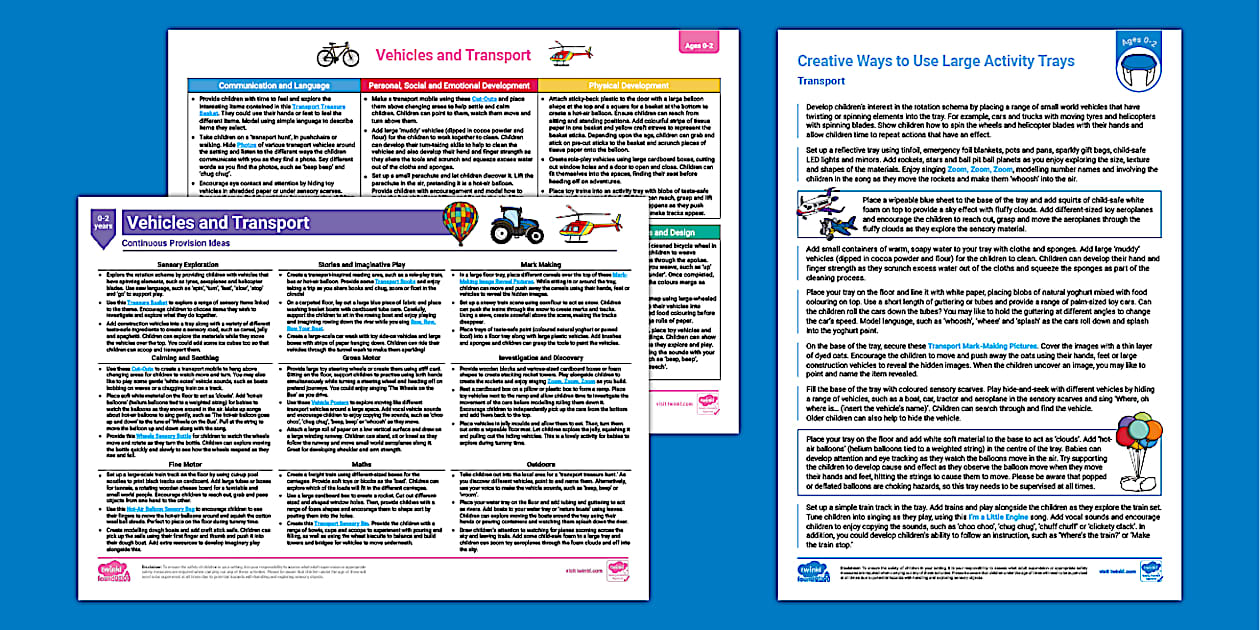 EYFS Ages 0-2 Vehicles and Transport Bumper Planning Pack