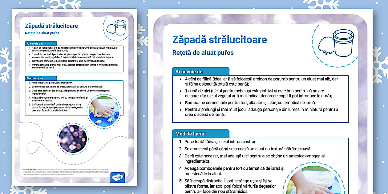 Rețetă de aluat pufos de zăpadă – Fișă cu instrucțiuni