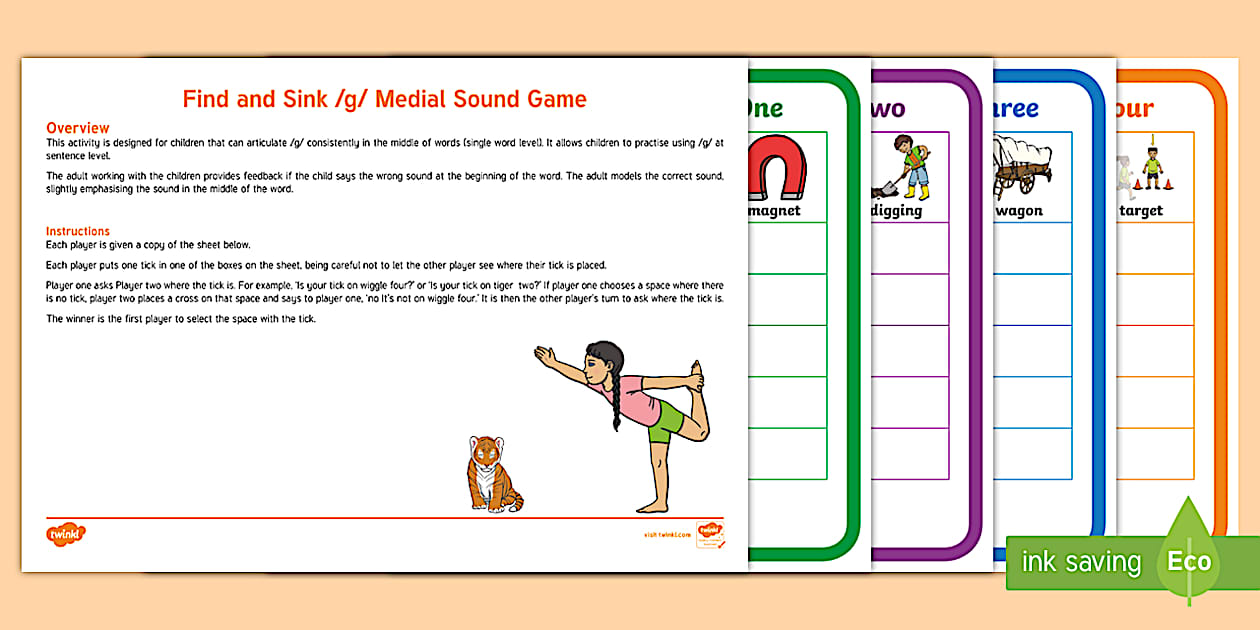 Find and Sink /g/ Medial Sound Game (teacher made) - Twinkl