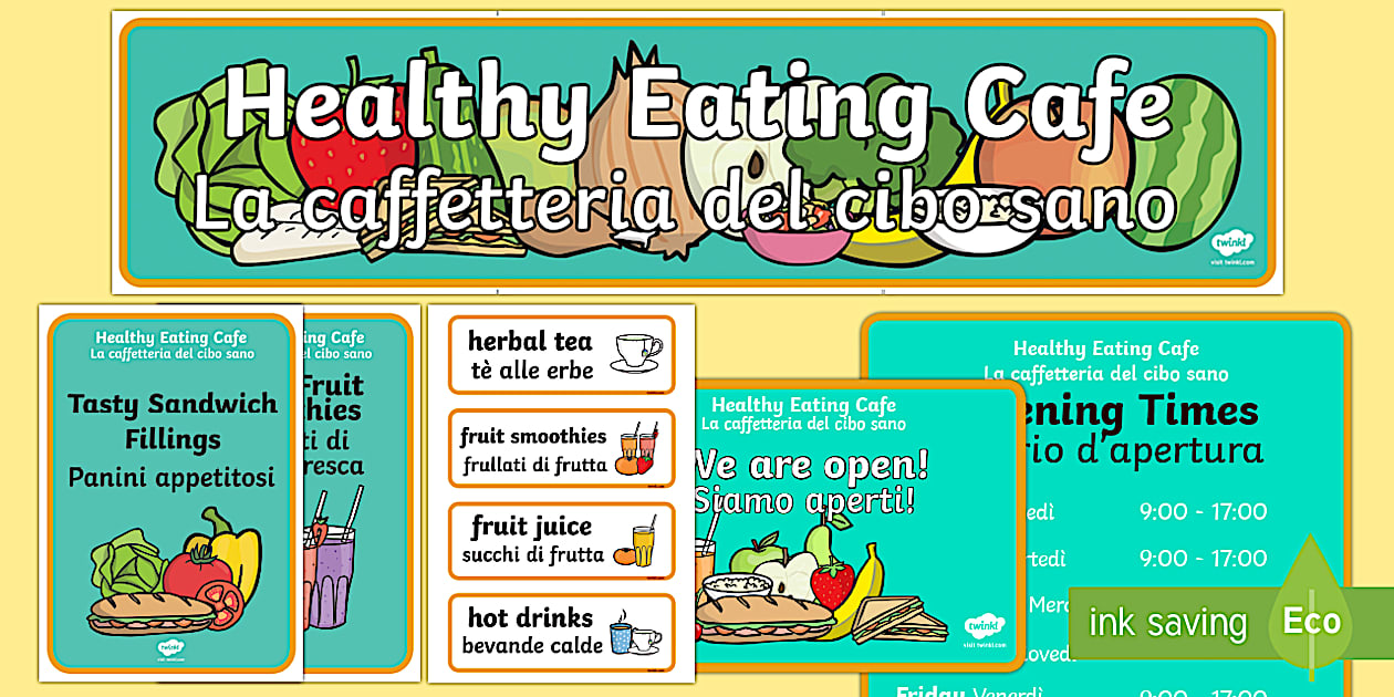 Healthy Eating Cafe Role Play Pack English/Italian - Twinkl