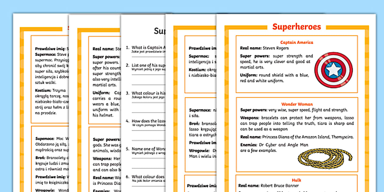 Middle Ability Superheroes Differentiated Reading Comprehension Activity