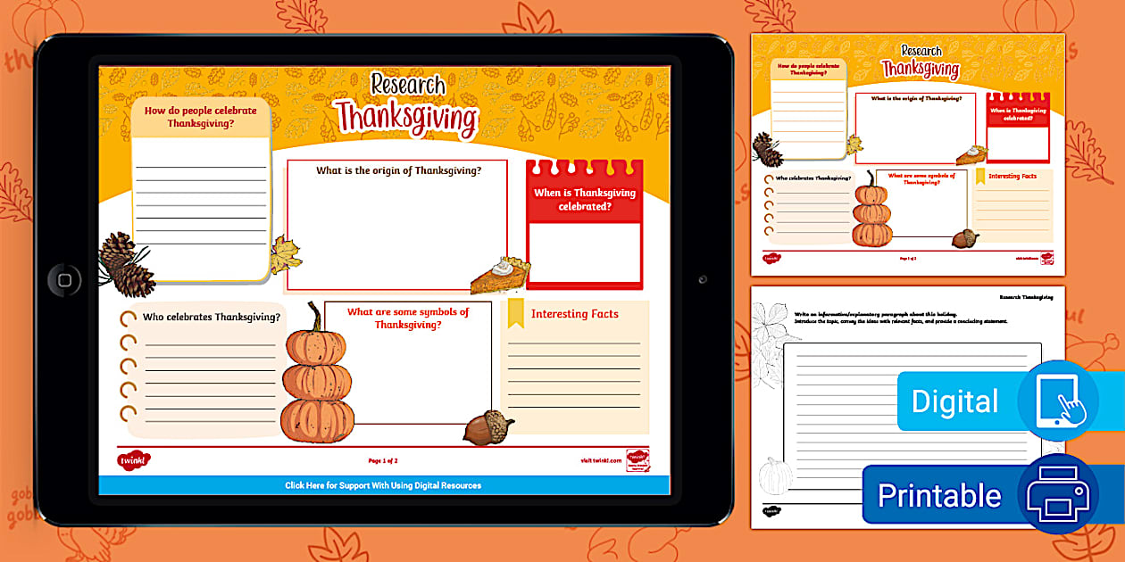Thanksgiving Research Activity for 6th Grade | Twinkl USA