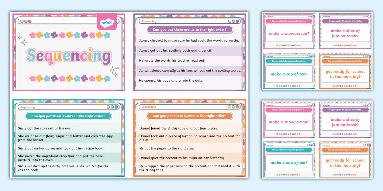 Guided Reading Skills Task Cards Sequencing - guided reading