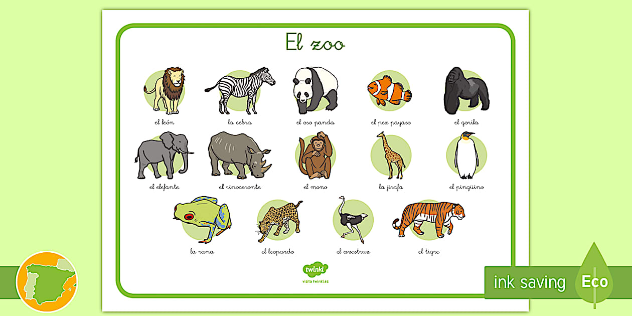 Tapiz de vocabulario: Los animales del zoo (teacher made)