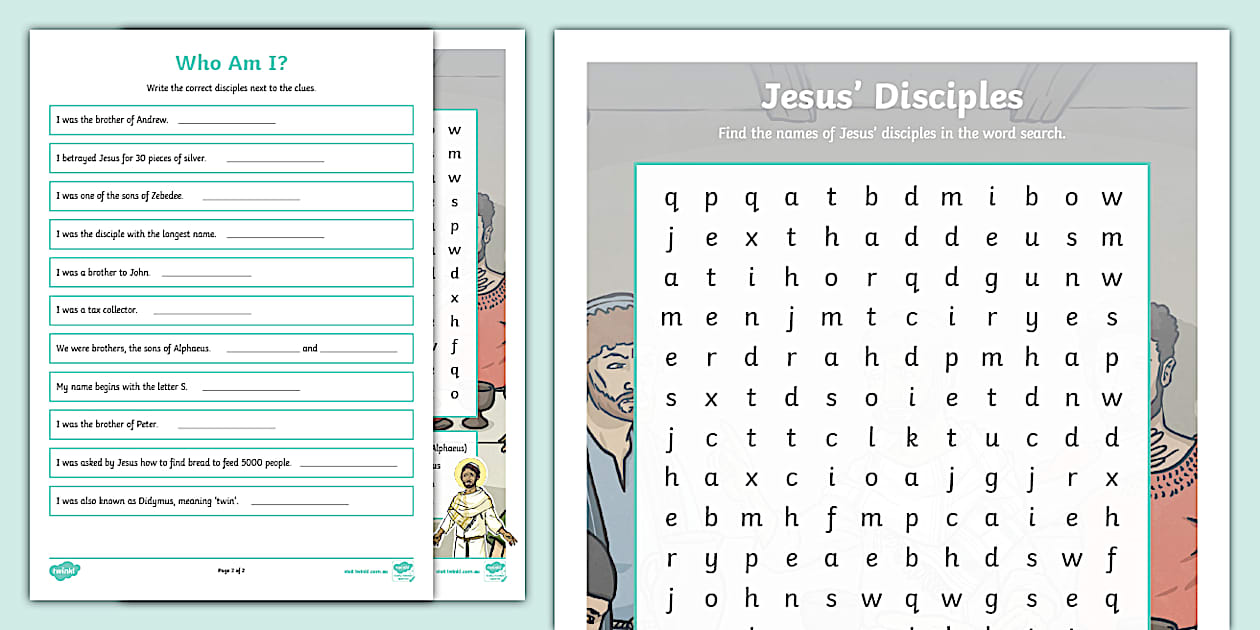 Jesus' Disciples Word Search and Who Am I? (Teacher-Made)