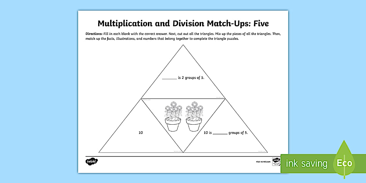Multiplication and Division Match-Ups: Five Worksheet