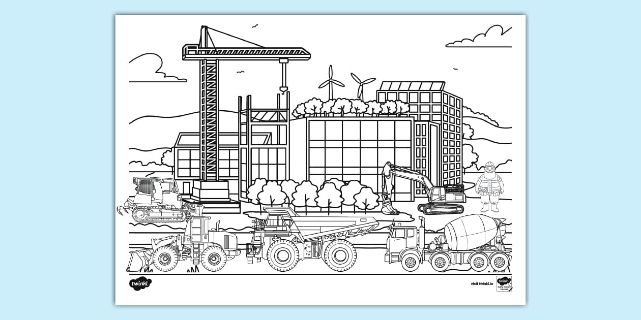 Construction Colouring Sheet (teacher made) - Twinkl