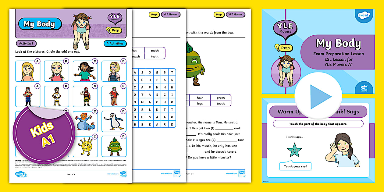 YLE Movers - Prep Lesson (My Body) [A1] (teacher made)