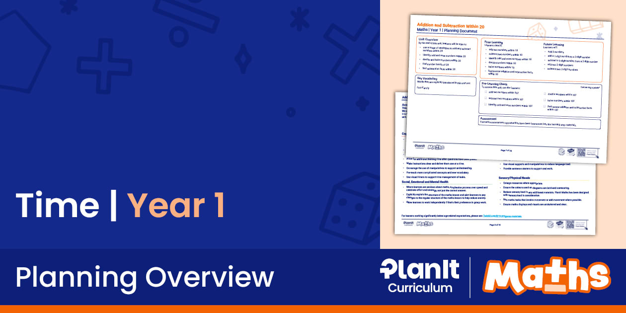 👉 Year 1 Maths Time Overview