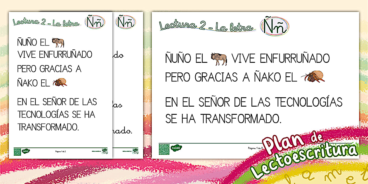 Plan de lectoescritura: La letra Ñ - Lectura 2 - Twinkl