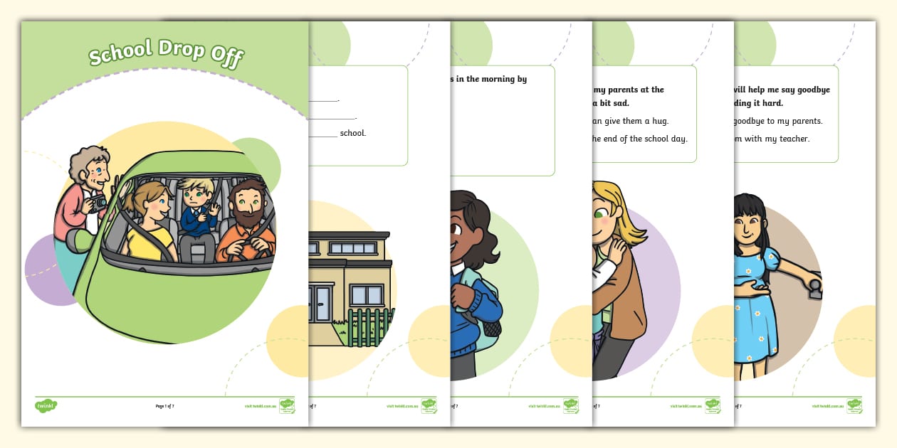 School Drop Off Social Situation Editable Resource Pack
