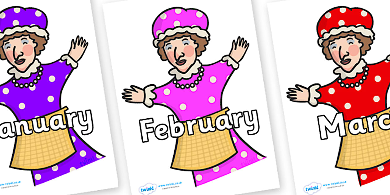 Cursive Months of the Year on Punch & Judy (teacher made)