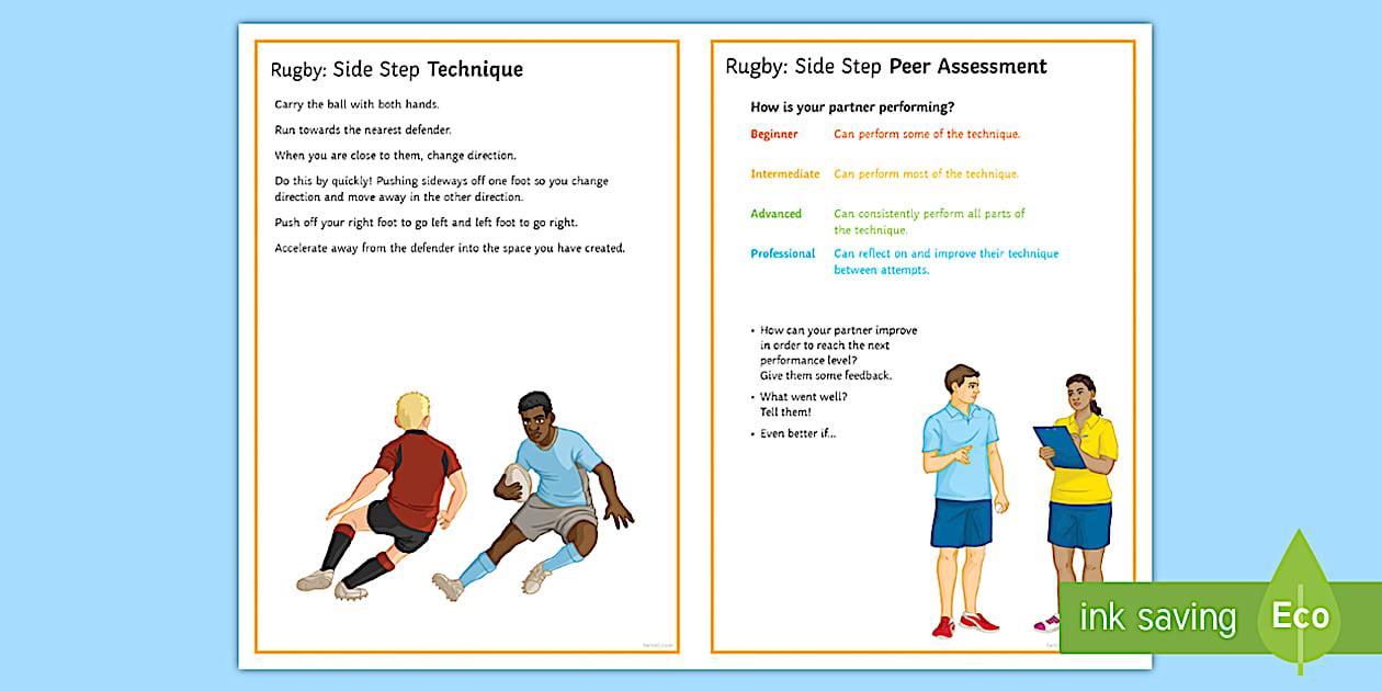 Rugby: Sidestep Techniques Card (teacher made) - Twinkl