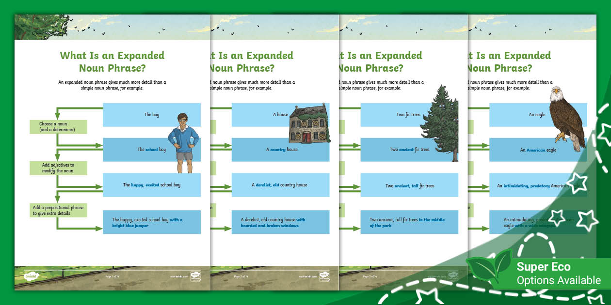 Expanded Noun Phrases Activity Booklet (Ages 8 - 9) - Twinkl