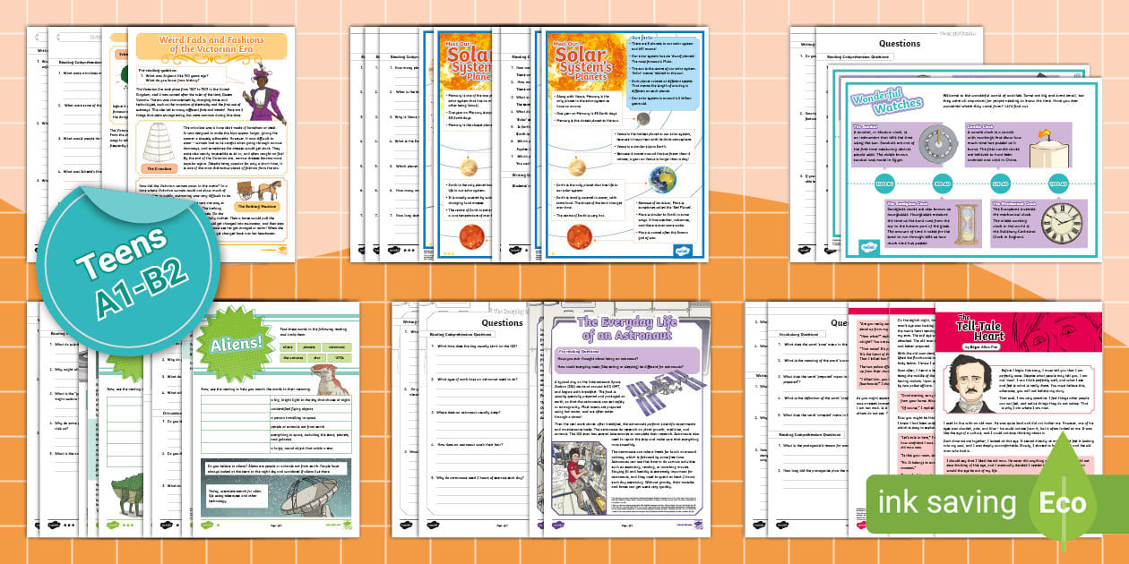 ESL June Teens Reading Comprehension Pack (teacher made)