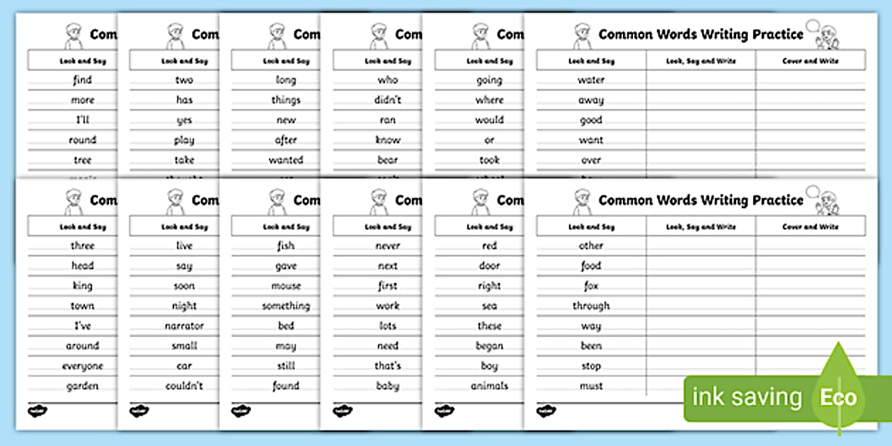 Cursive Key Words Handwriting Practice Worksheet - Twinkl