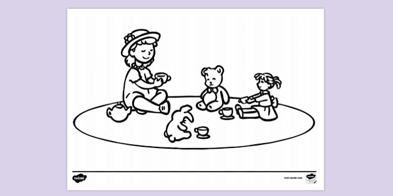 Tea Party Colouring Sheet | Colouring Sheets (teacher made)