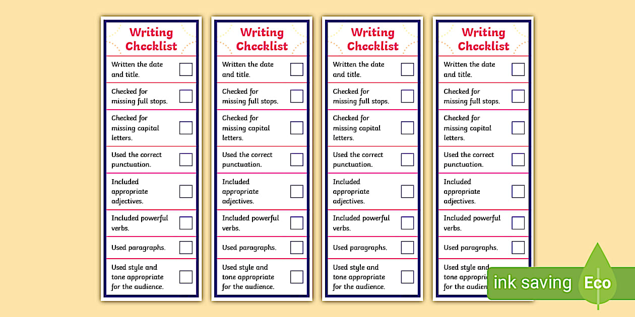 General Writing Checklist Bookmarks (Teacher-Made) - Twinkl
