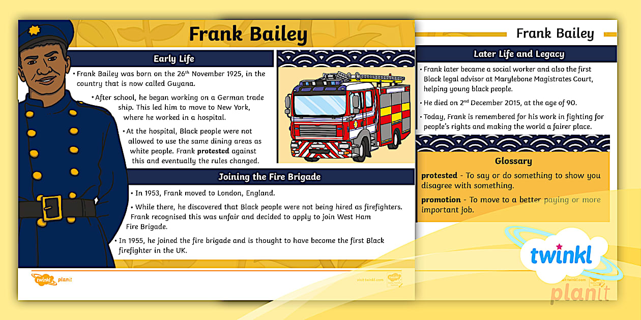 Firefighters - Frank Bailey Fact File