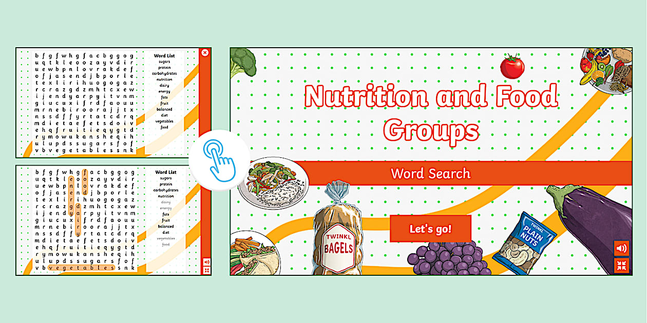 Nutrition and Food Groups Interactive Word Search - Twinkl