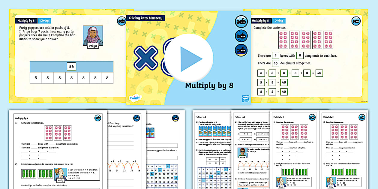 👉 Y3 Diving into Mastery: Step 12 Multiply by 8 Teaching Pack