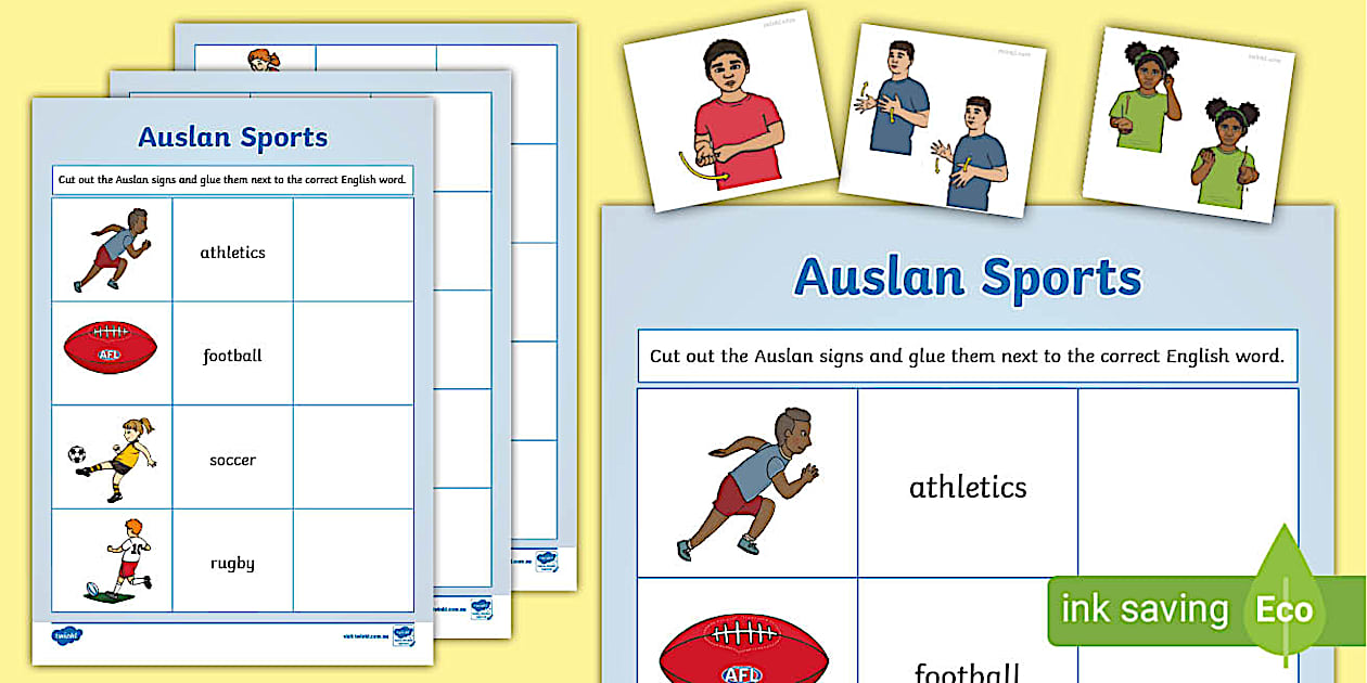 Auslan Sports Cut and Paste (teacher made) - Twinkl
