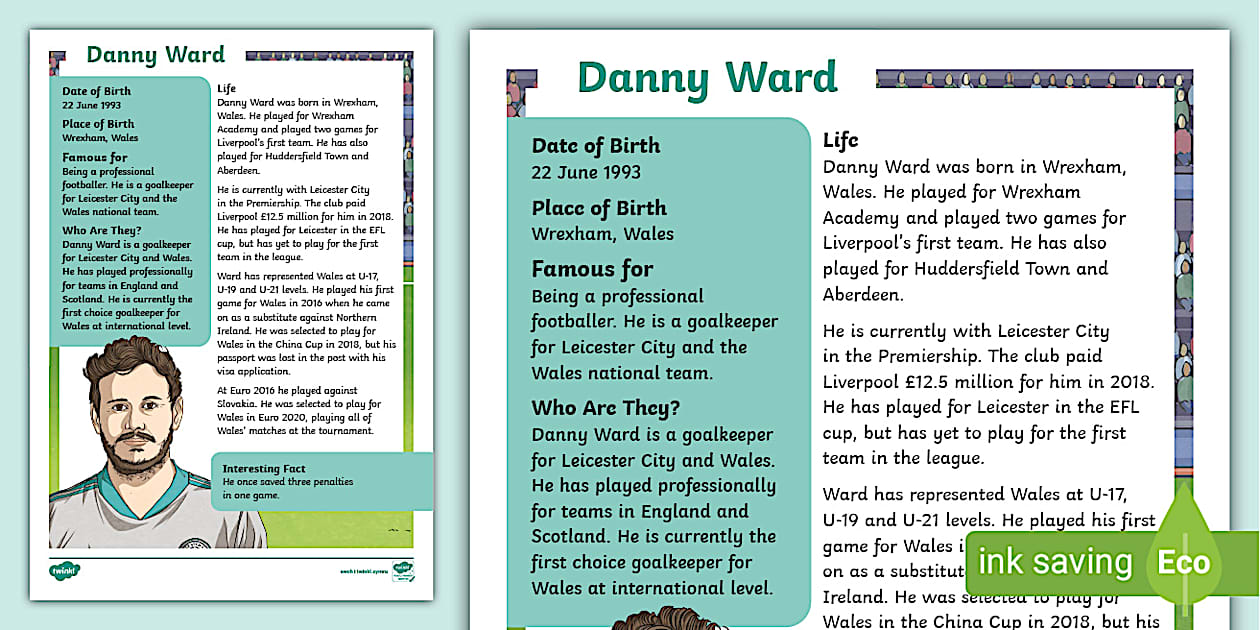 Danny Ward Fact File (teacher made) - Twinkl