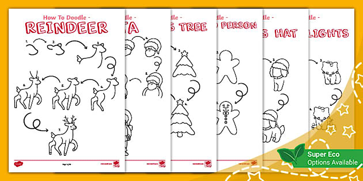 Christmas Doodles Step-by-Step Instructions (teacher made)